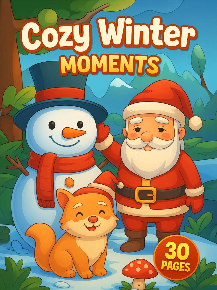 Cozy Winter Moments – 30 Kids Winter Coloring Pages | Kidnections Store
